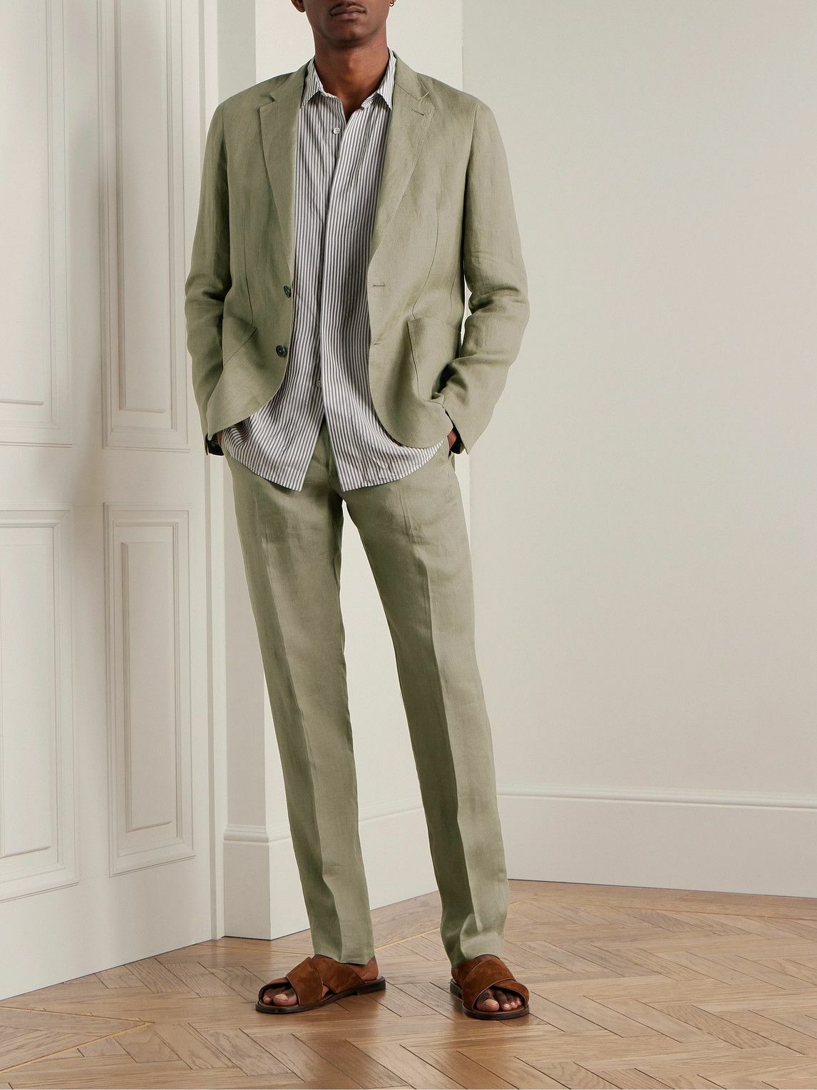 Zegna - Slim-Fit Oasi Lino Twill Suit Jacket - Green Zegna