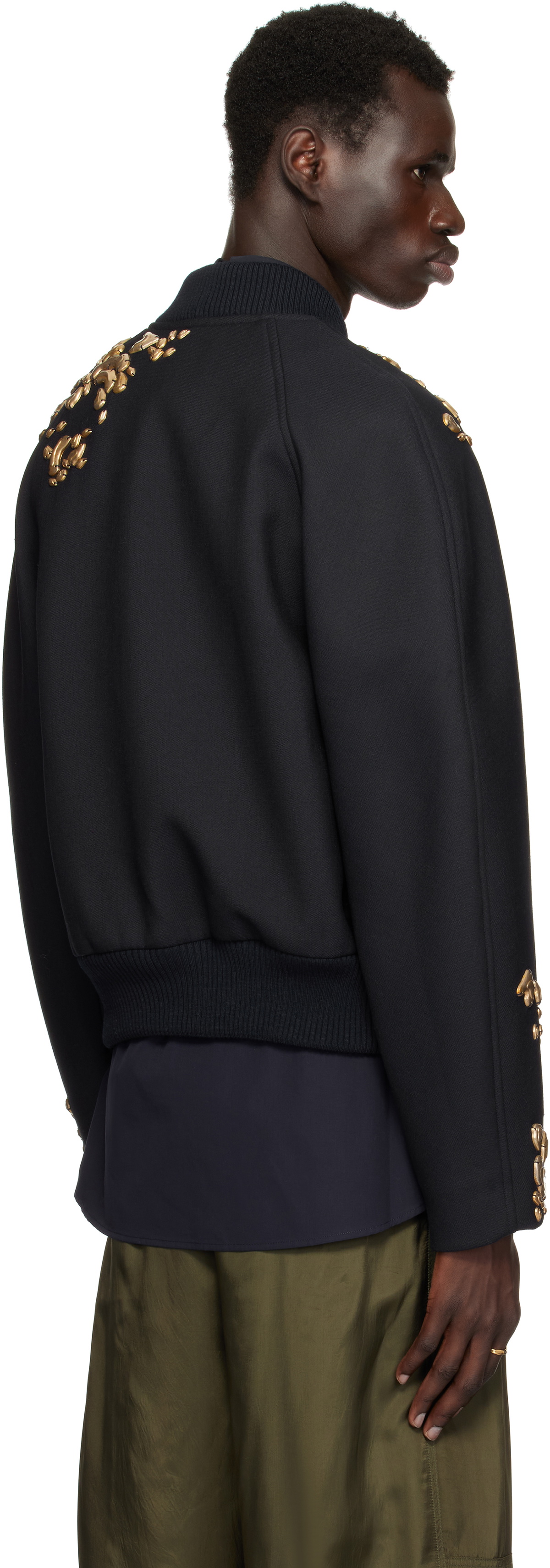 Dries Van Noten Navy Hardware Bomber Jacket Dries Van Noten