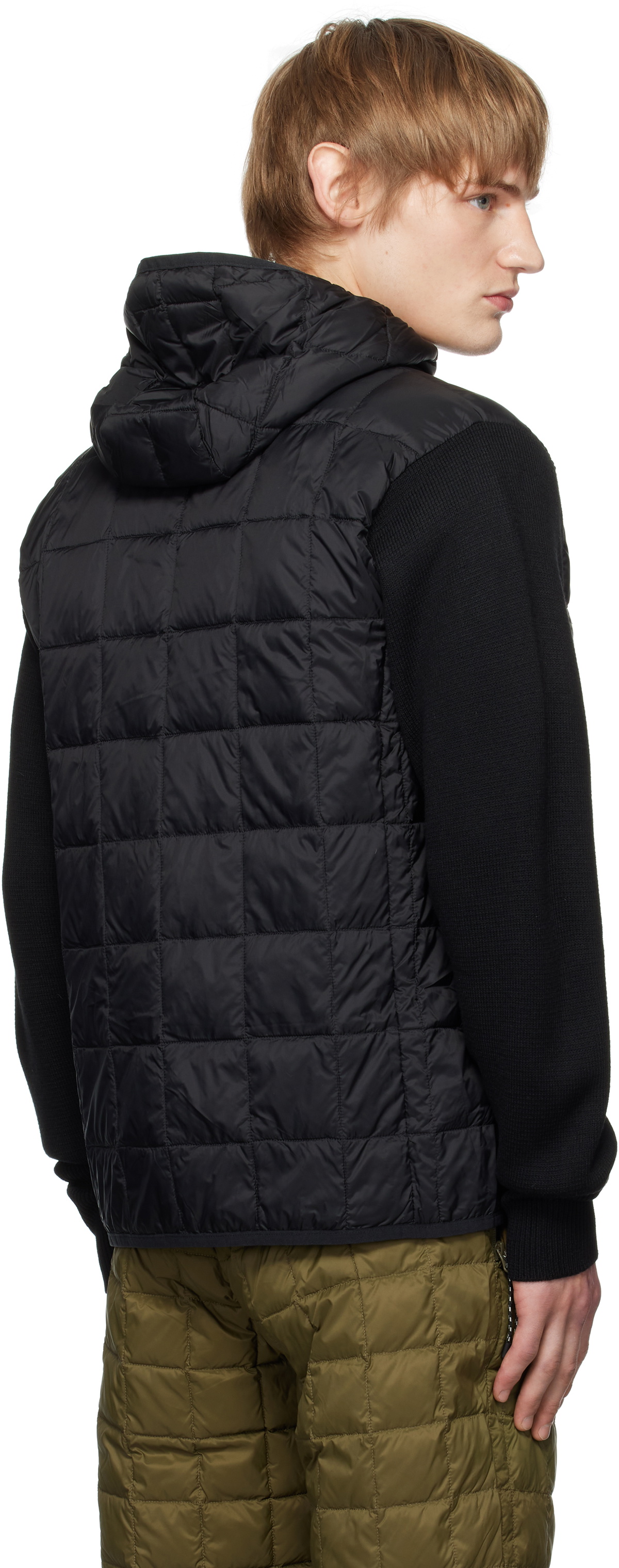 TAION Black Hood Knit Down Jacket Taion Extra