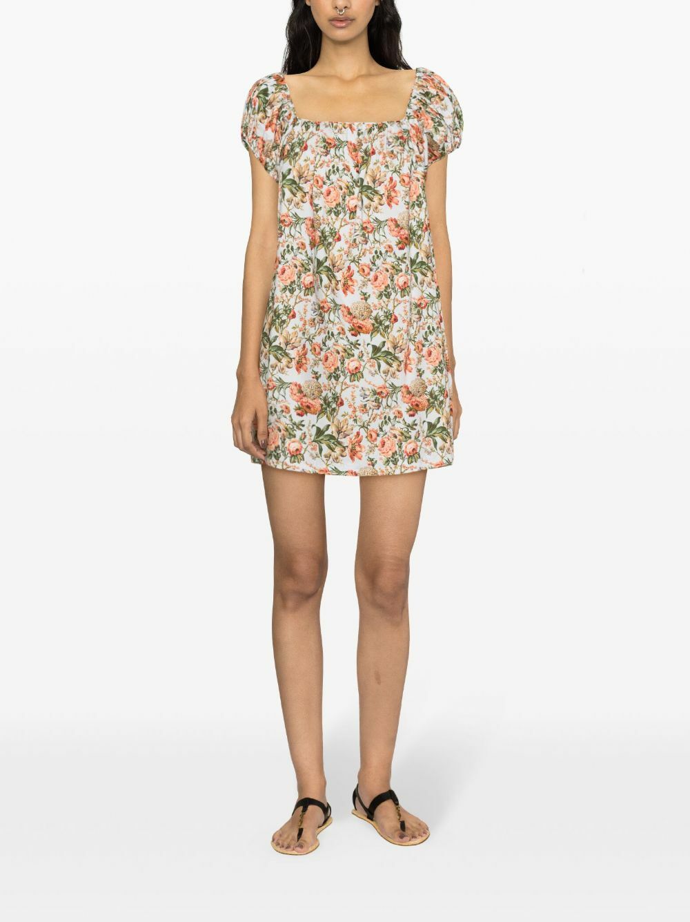 DÔEN Multicolour Floral-Print Cotton Mini Dress DÔEN