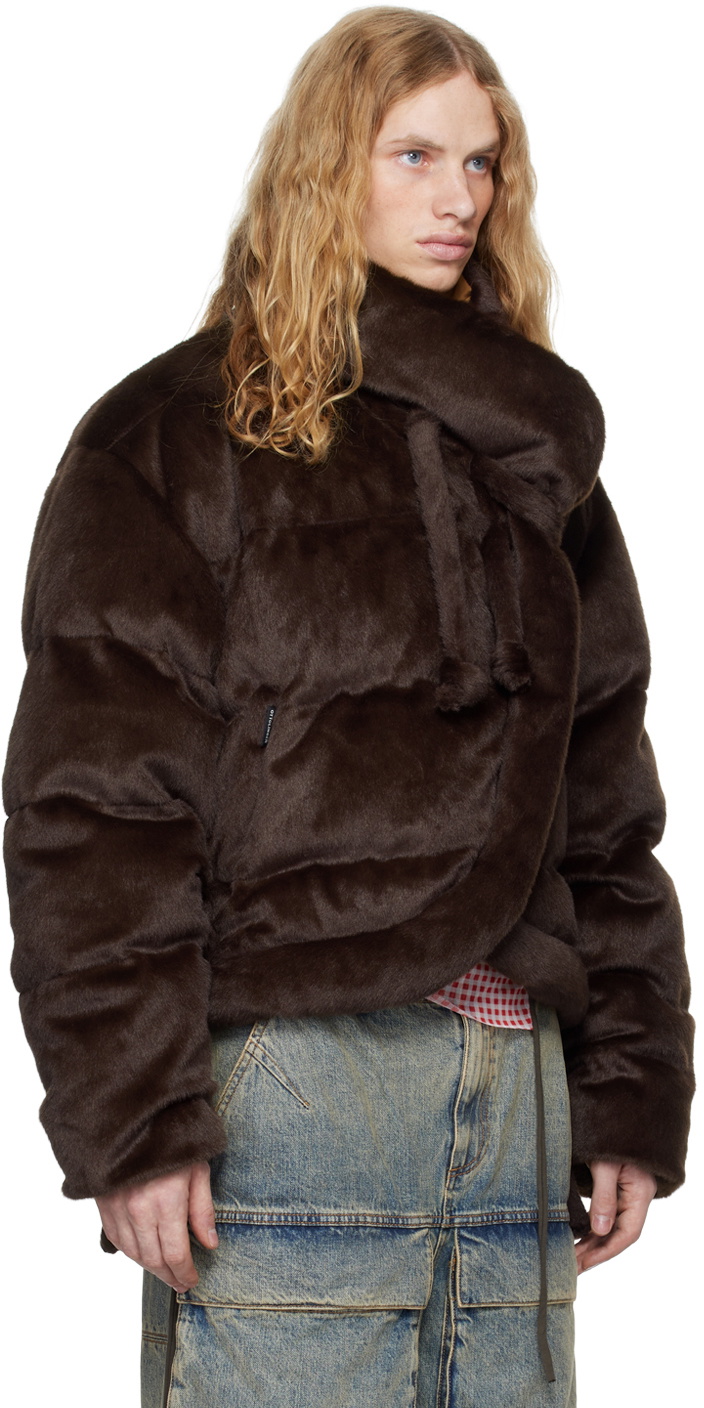 Ottolinger Brown Furry Strappy Puffer Down Jacket Ottolinger
