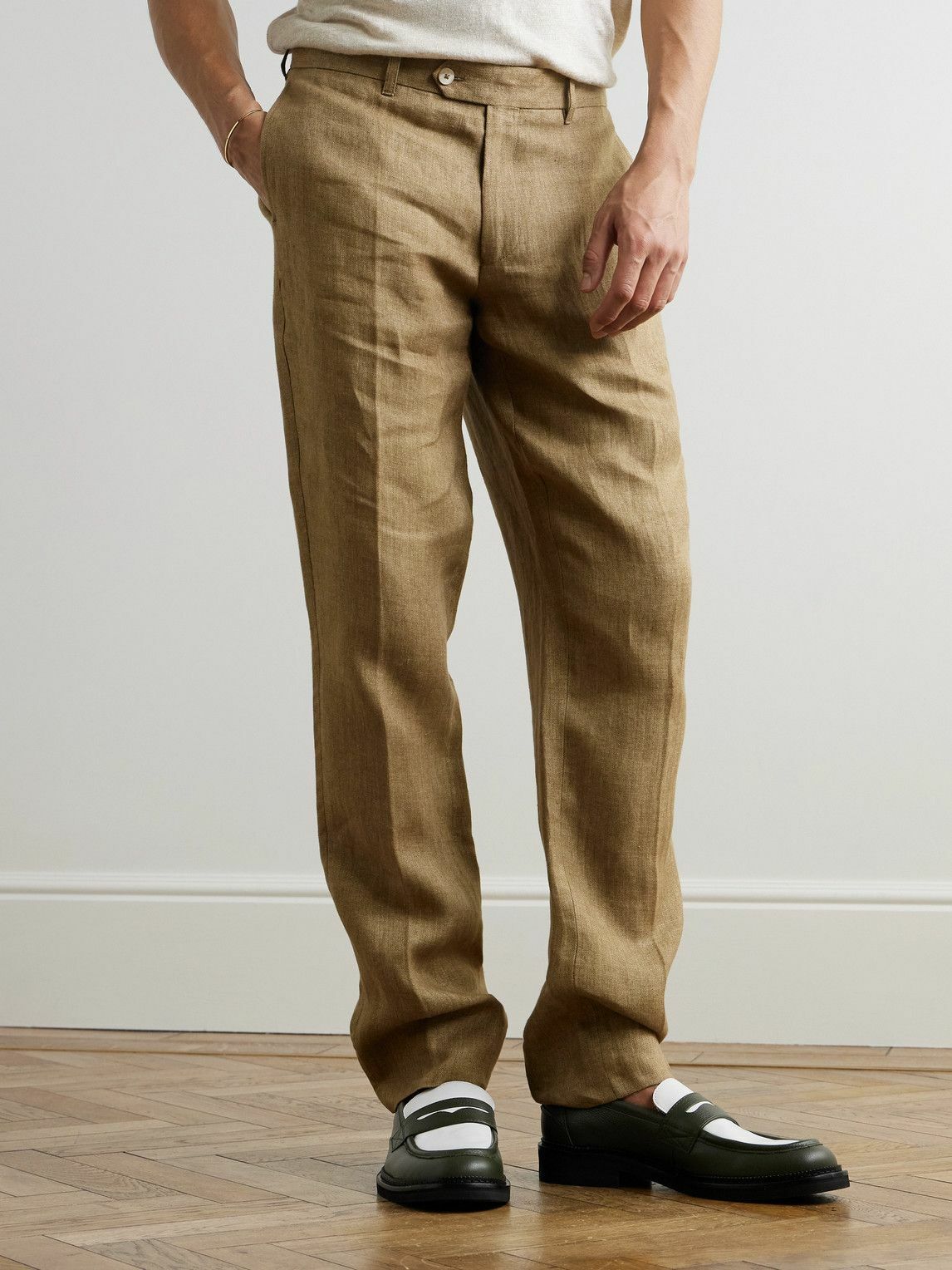 Frescobol Carioca - Affonso Straight-Leg Linen Suit Trousers - Brown ...