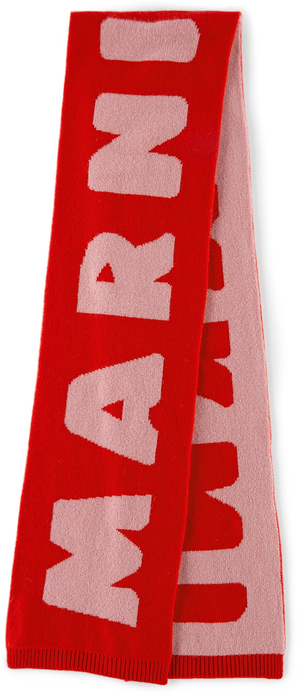 Marni Kids Red Maxi Logo Scarf Marni