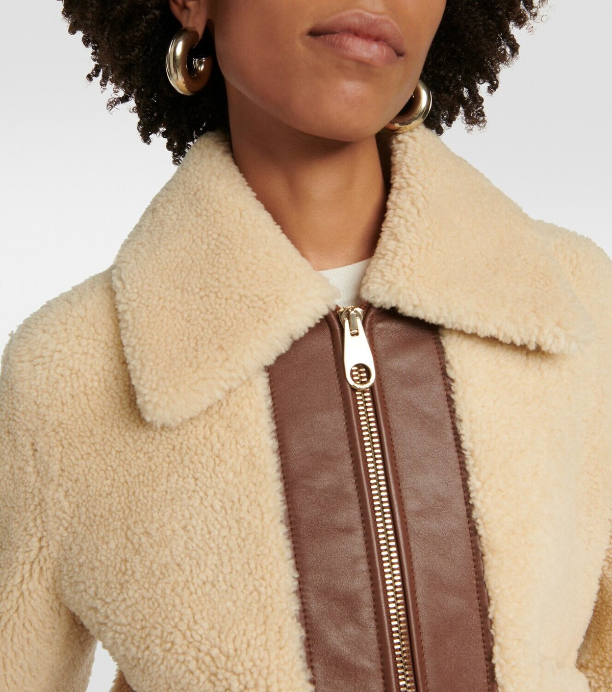 Chloé Shearling and leather-trimmed jacket Chloe