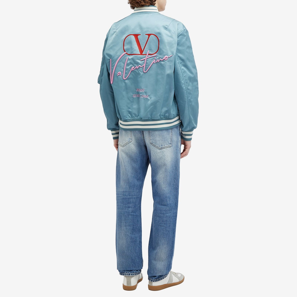 Valentino Men's Siganture Bomber Jacket in Stone Valentino