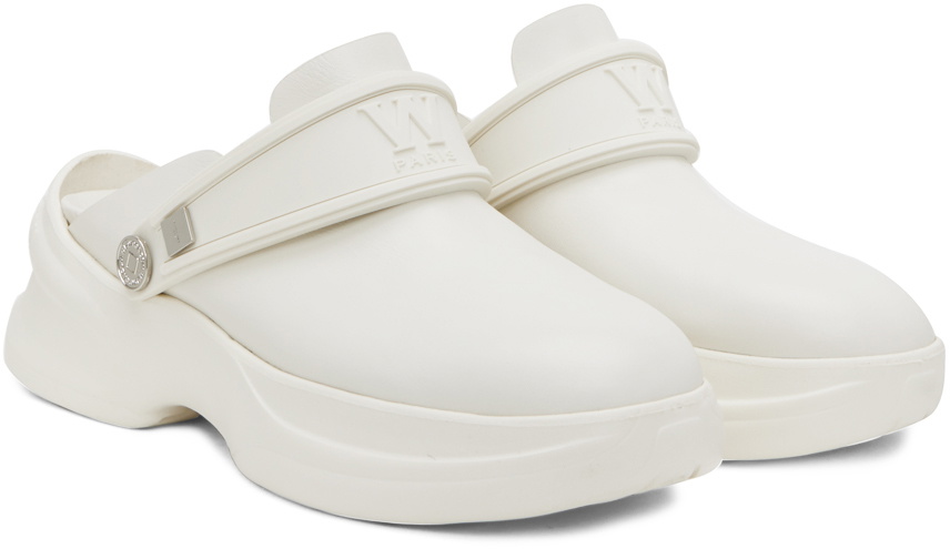 Wooyoungmi White Embossed Clogs Wooyoungmi