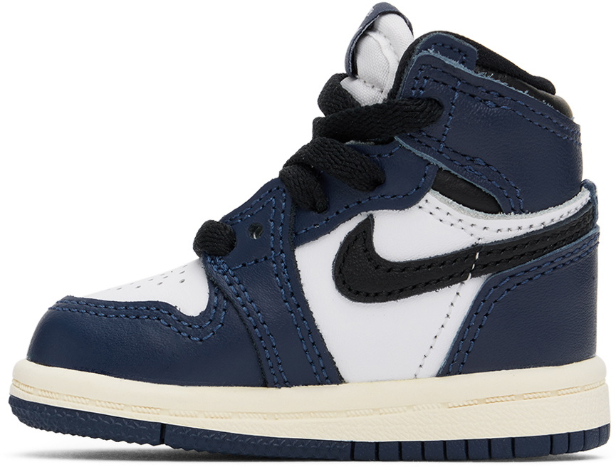 Nike Jordan Baby White & Navy Jordan 1 Retro High OG Sneakers Nike ...