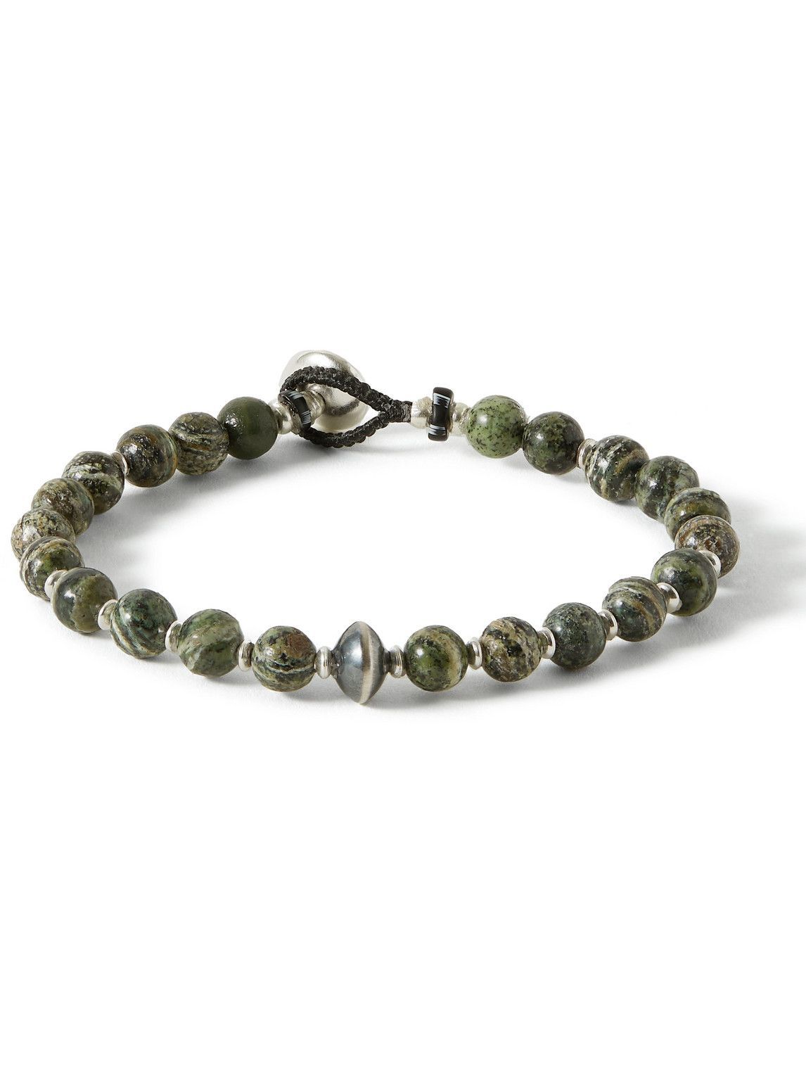 Mikia - Silver Serpentine Beaded Bracelet - Green Mikia