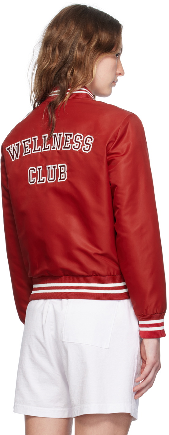 Sporty & Rich Red 'Wellness Club' Bomber Jacket Sporty & Rich