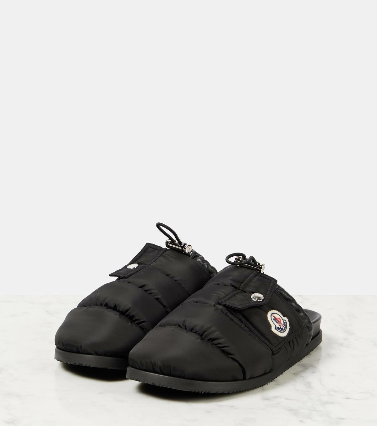Moncler Mon Pocket leather-trimmed mules Moncler