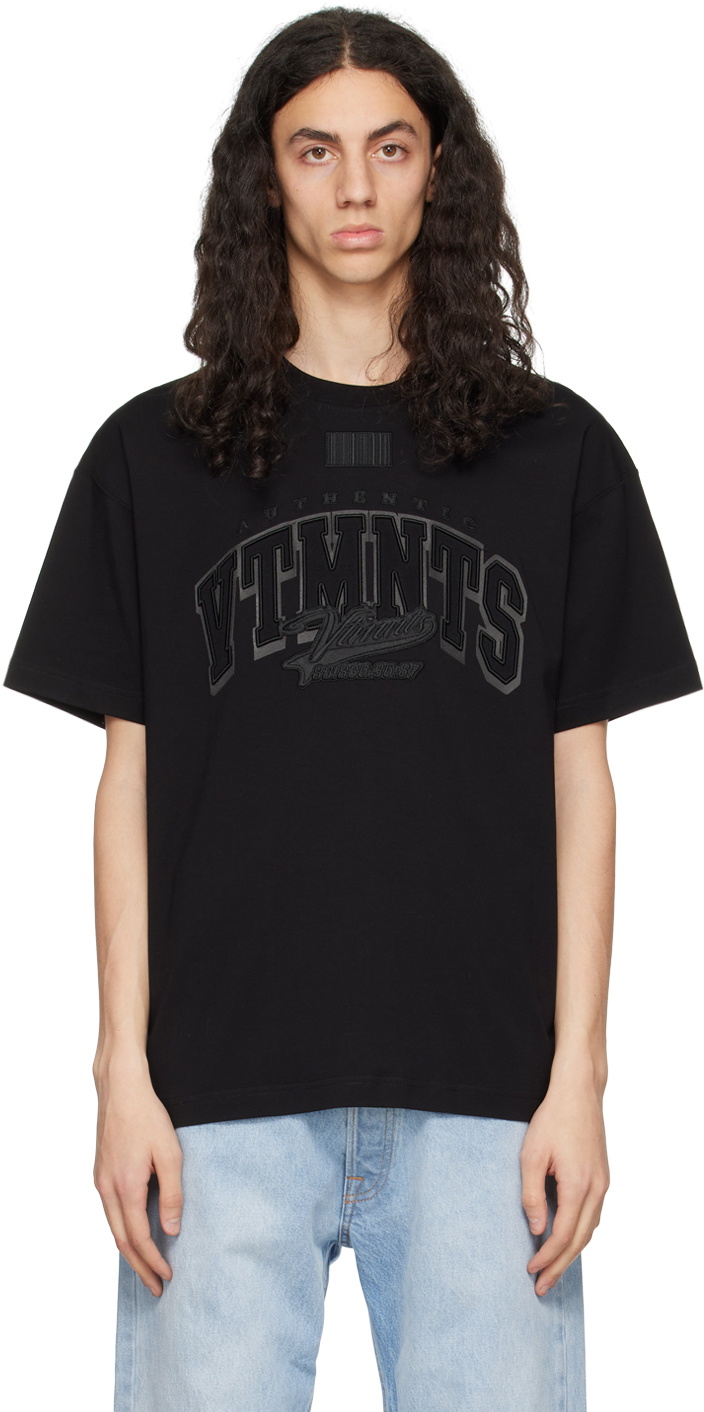 VTMNTS Black Embroidered T-Shirt VTMNTS