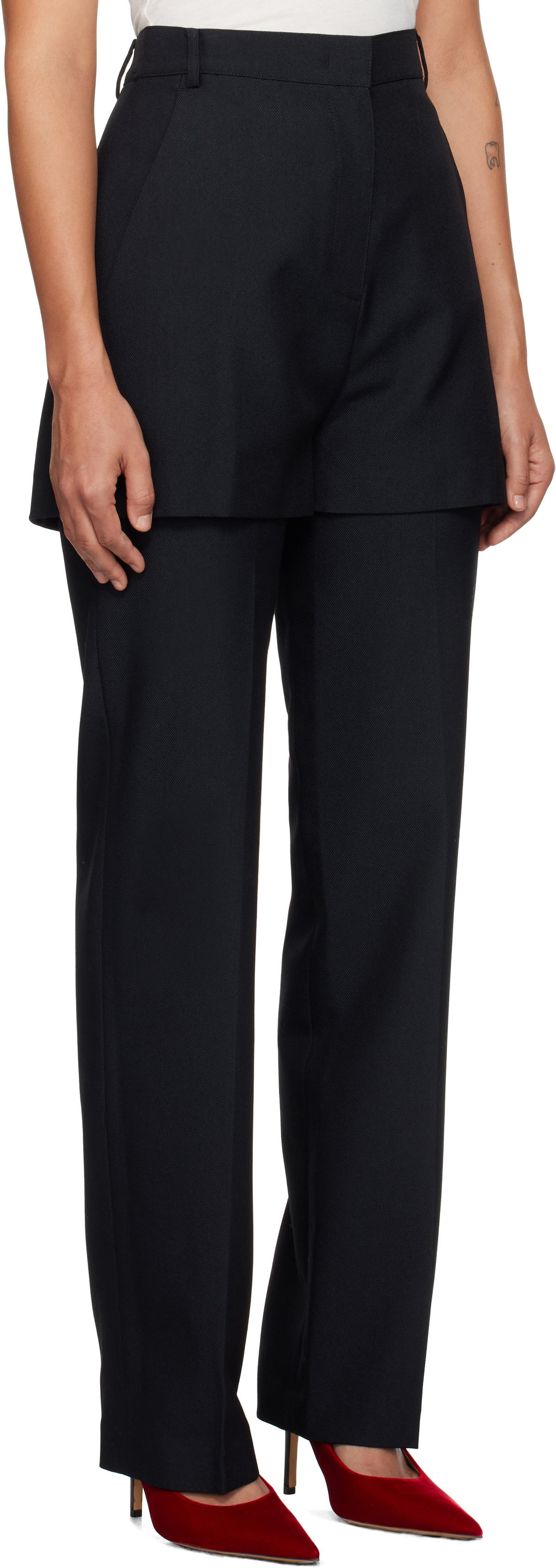 Pushbutton Navy Shorts Layered Trousers Pushbutton