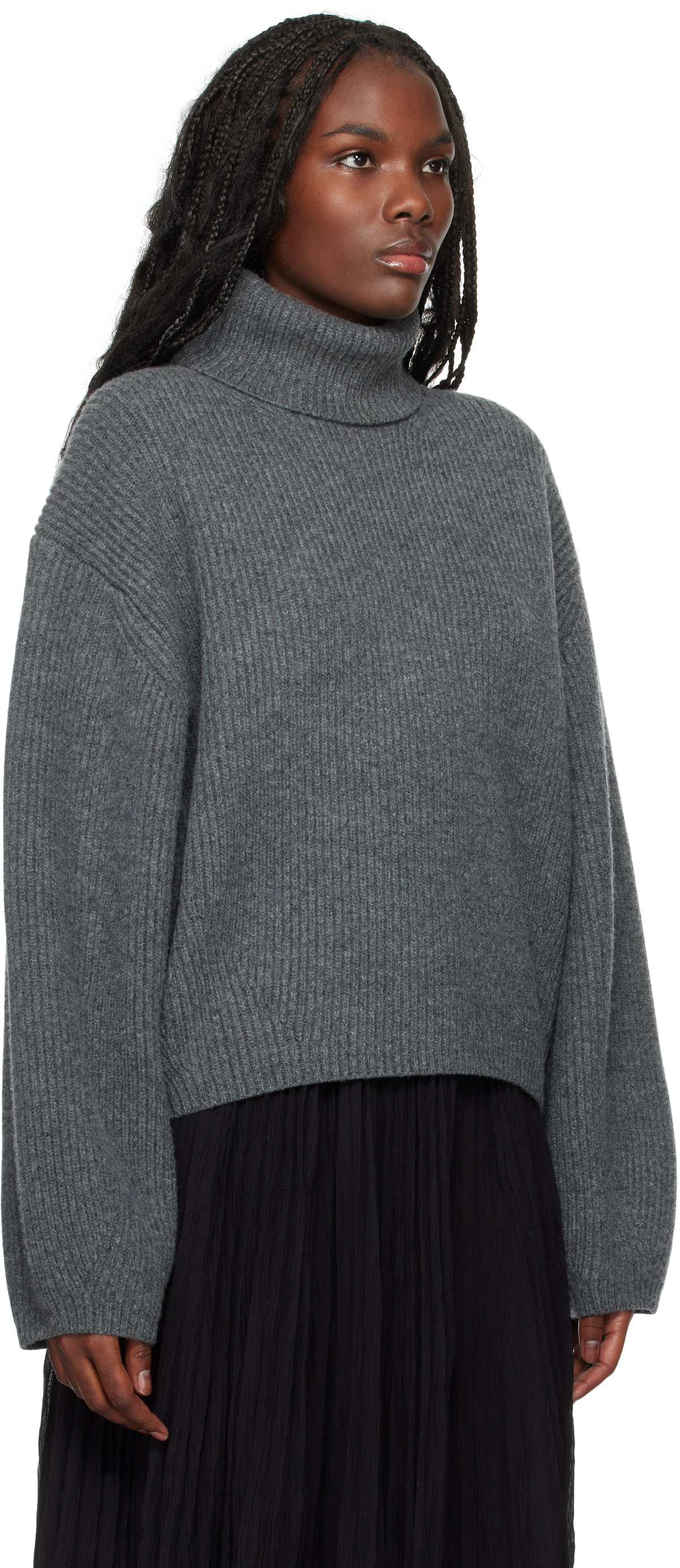 TOTEME Gray Ribbed Turtleneck Toteme