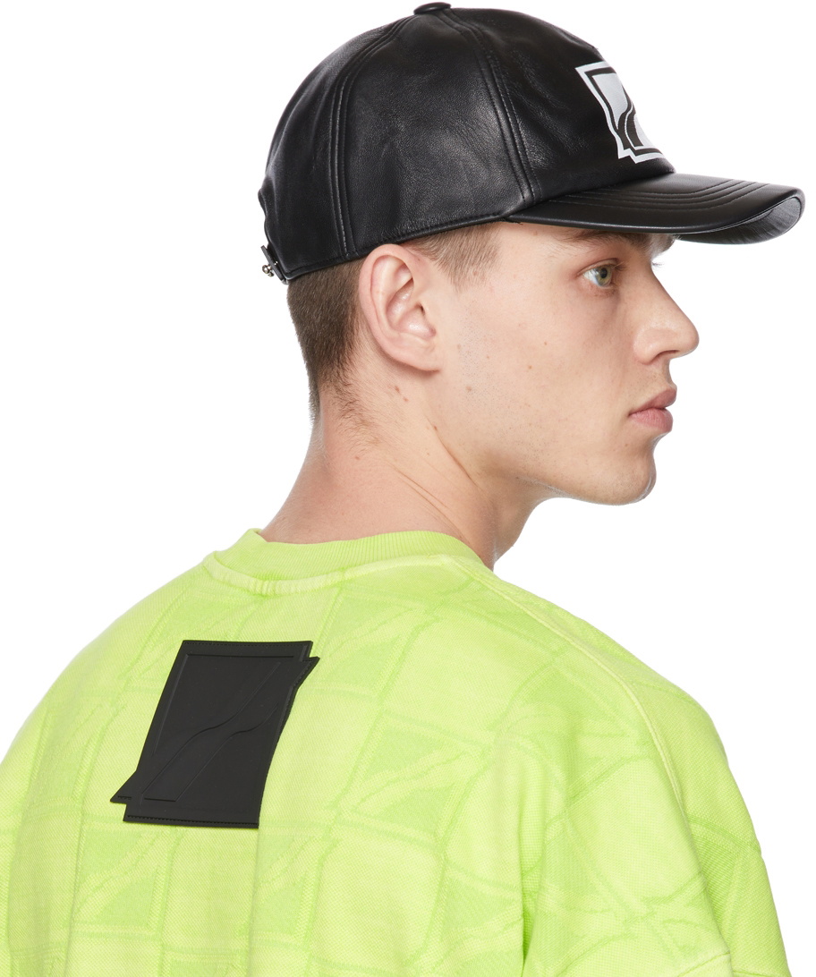 We11done Black Leather Stud Cap We11done