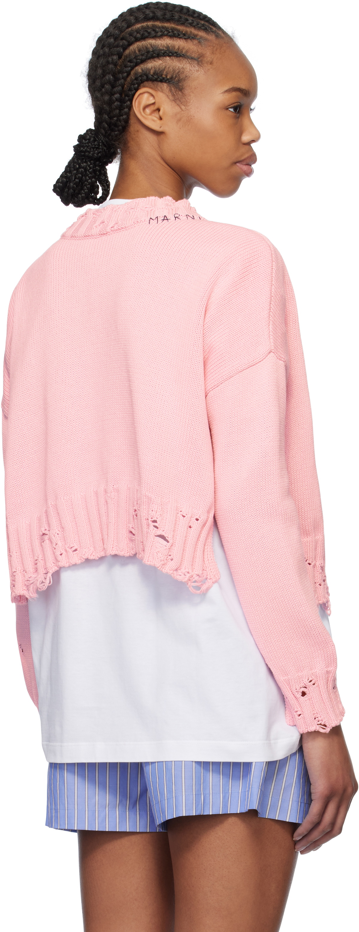 Marni Pink Worn Ribs Sweater Marni