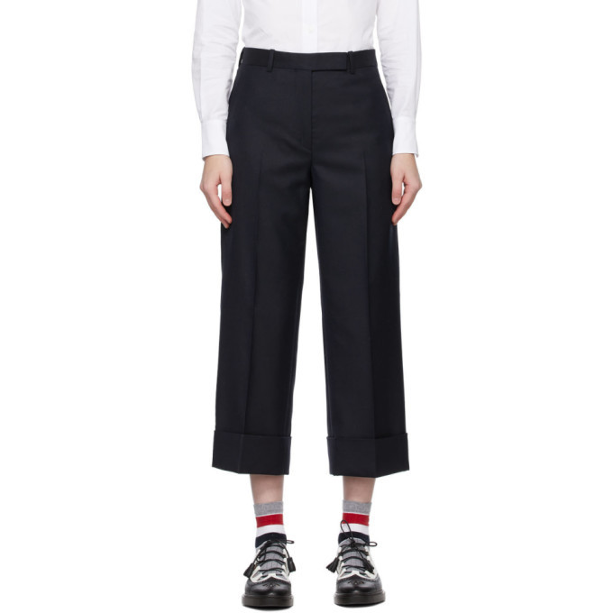 Thom Browne Navy Super 120 Wool Sack Trousers Thom Browne