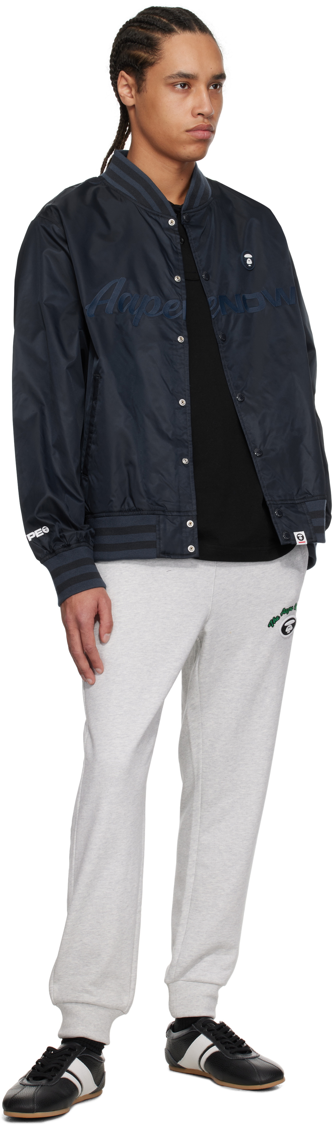 AAPE by A Bathing Ape Navy 'AAPE Now' Light Weight Varsity Bomber ...