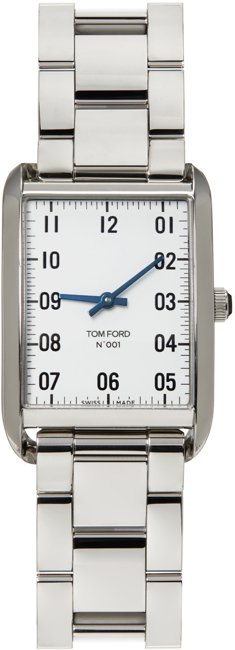 TOM FORD Silver & White Stainless Steel 001 Watch TOM FORD