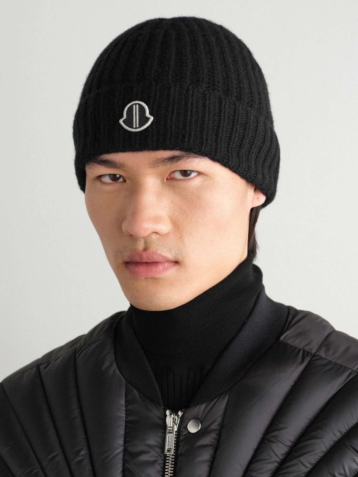 Rick Owens - Moncler Logo-Appliquéd Wool and Cashmere-Blend Beanie Rick ...