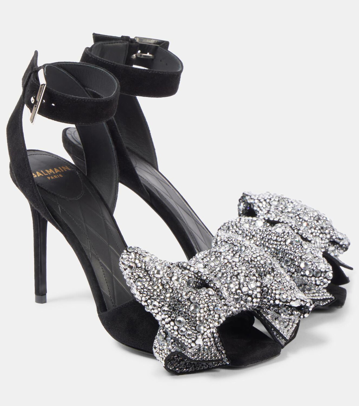 Balmain Ruby 95 embellished bow-detail suede pumps Balmain