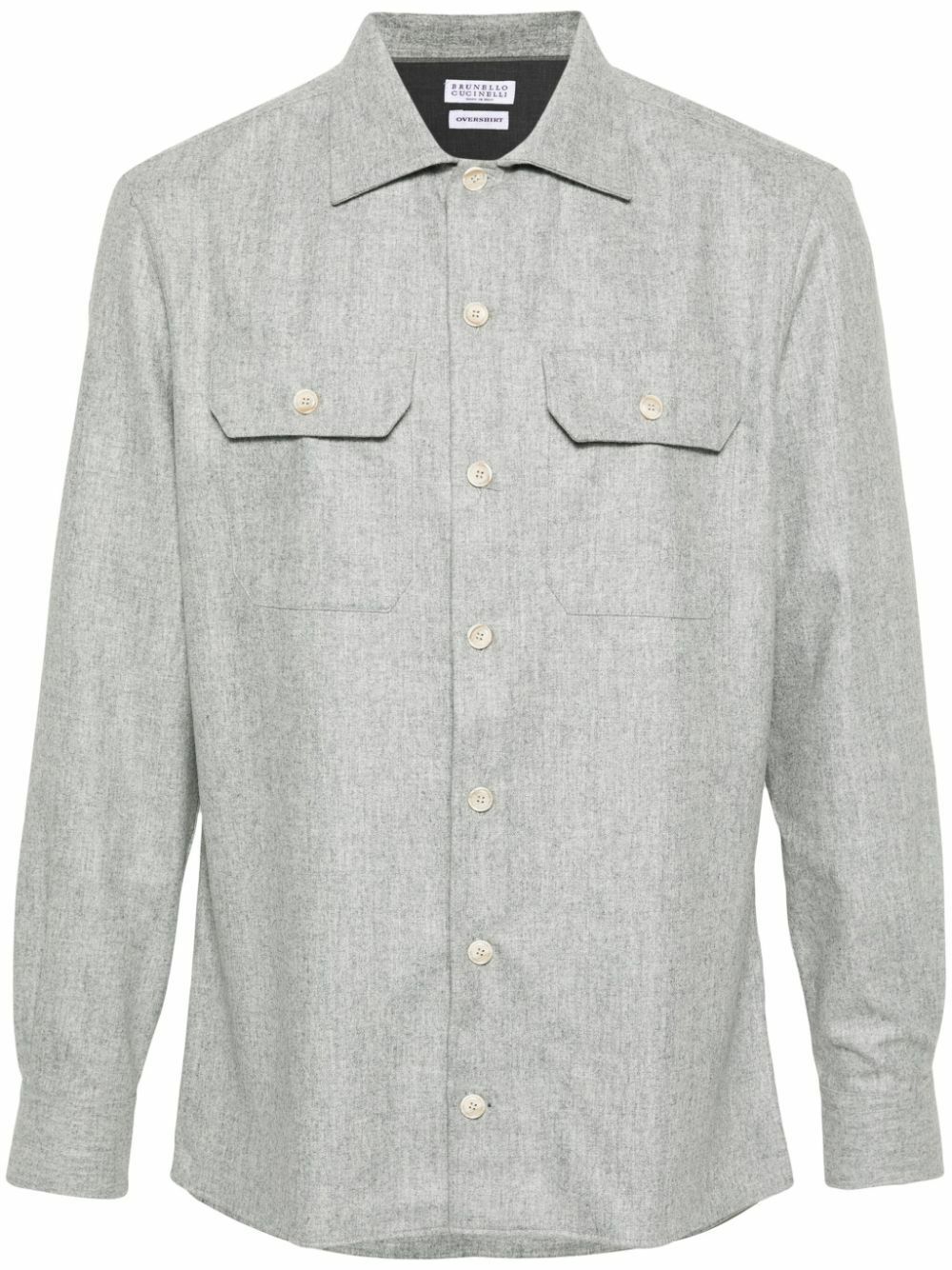 Brunello Cucinelli Grey Virgin-Wool Flannel Overshirt Brunello Cucinelli