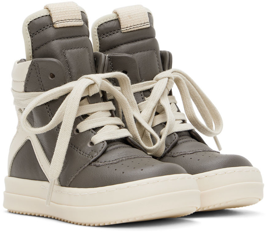 Rick Owens Baby Gray & Off-White Geobasket Sneakers Rick Owens