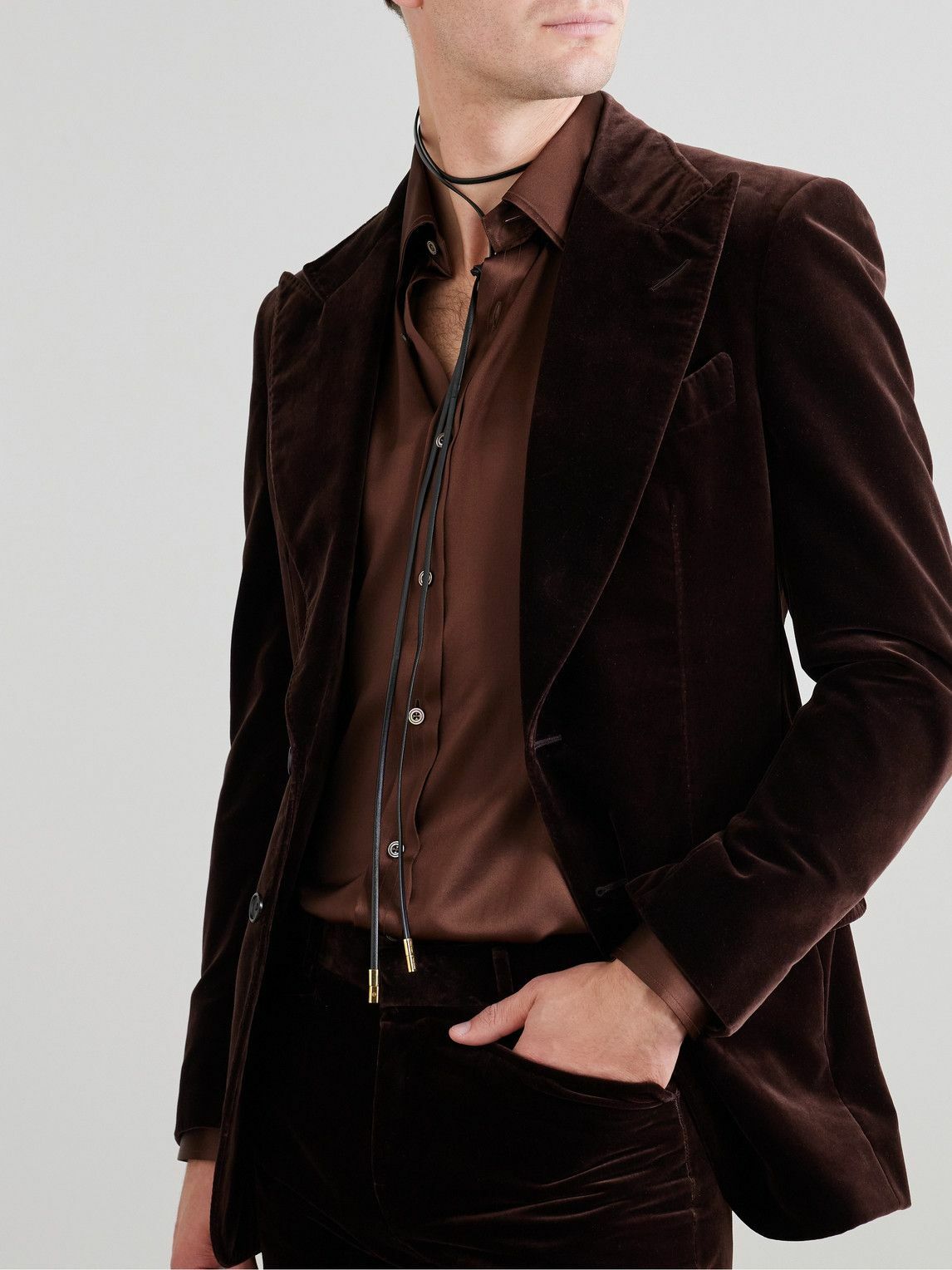 TOM FORD - Leather and Gold-Tone Necklace TOM FORD