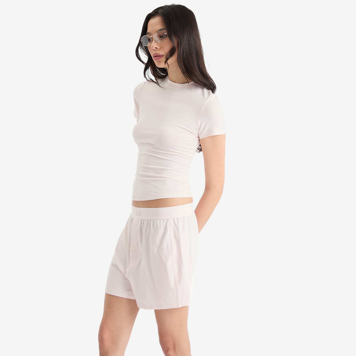 SKIMS Women's Cotton Jersey T-Shirt in Barely Pink SKIMS