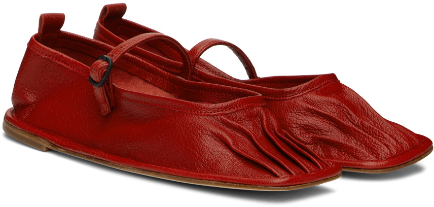 HEREU Red Dansa Supple Shiny Ballerina Flats HEREU