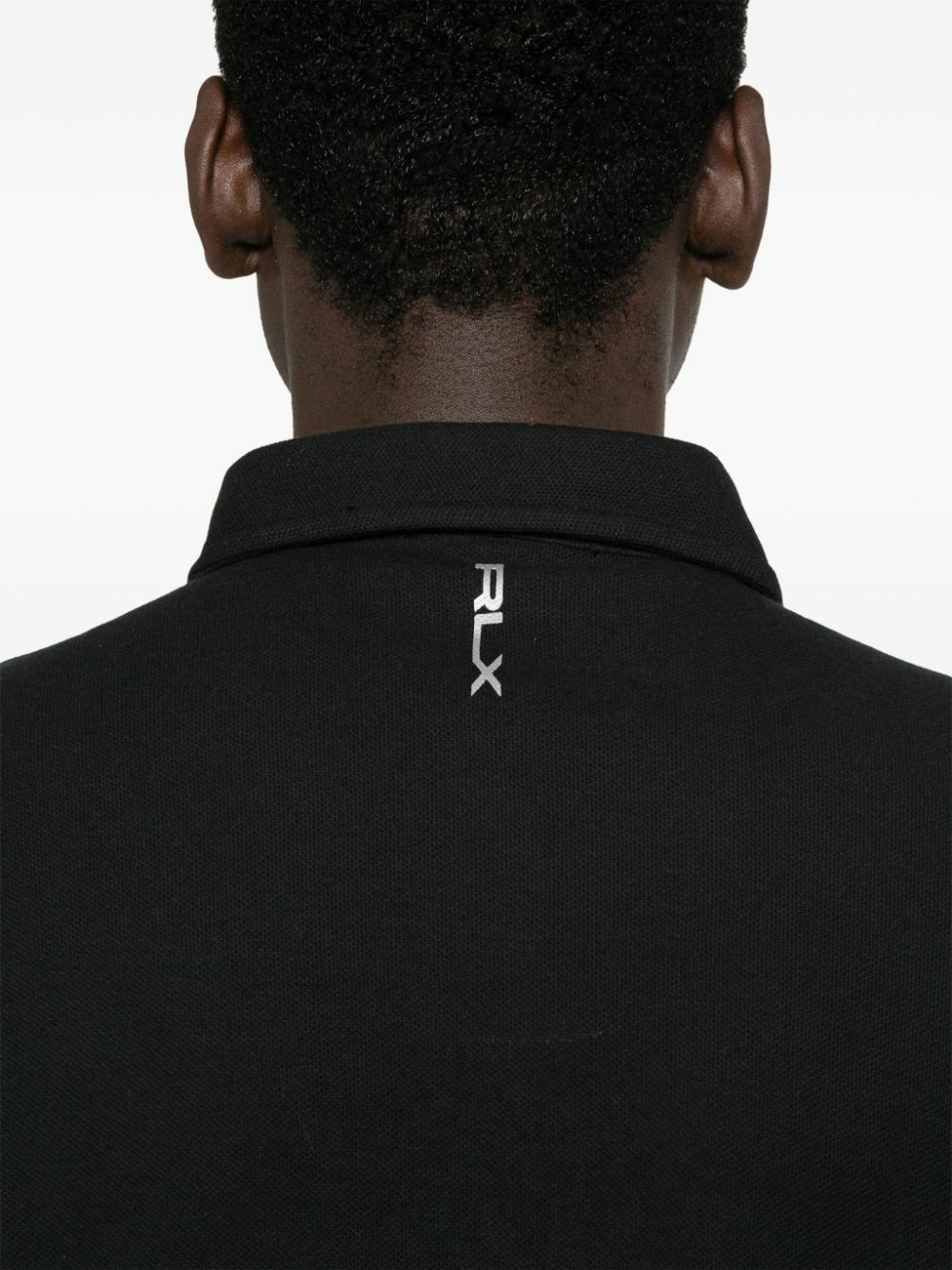 RLX Ralph Lauren Black Logo-Print Polo Shirt RLX Ralph Lauren