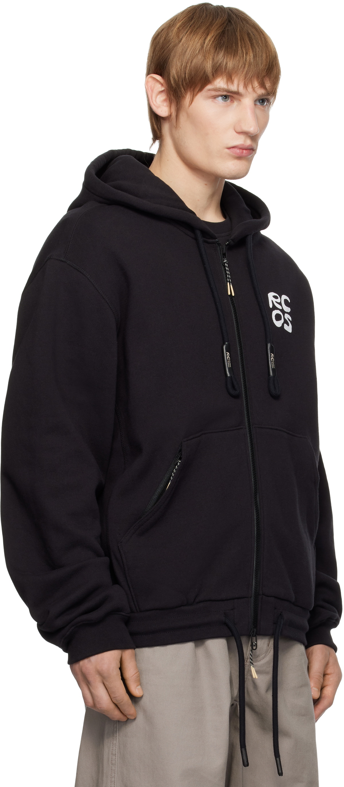 RCOS Black Stack Logo Zip Up Hoodie RCOS