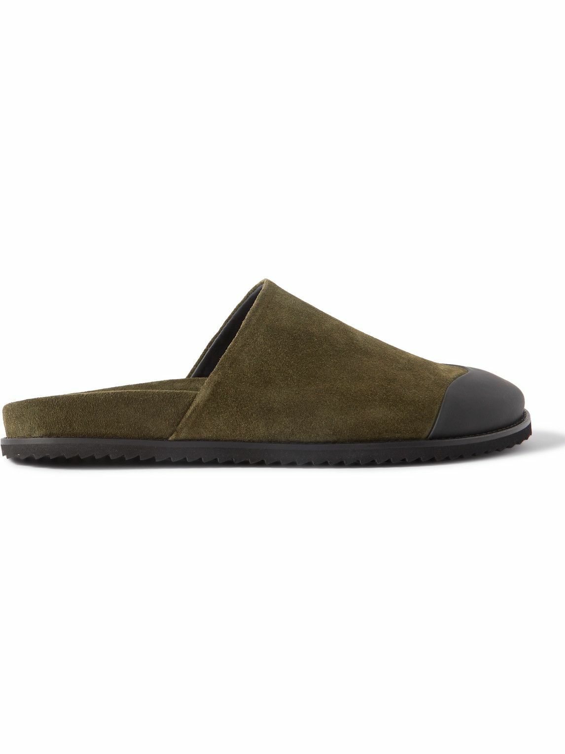 Mr P. - David Rubber-Trimmed Suede Mules - Green Mr P.