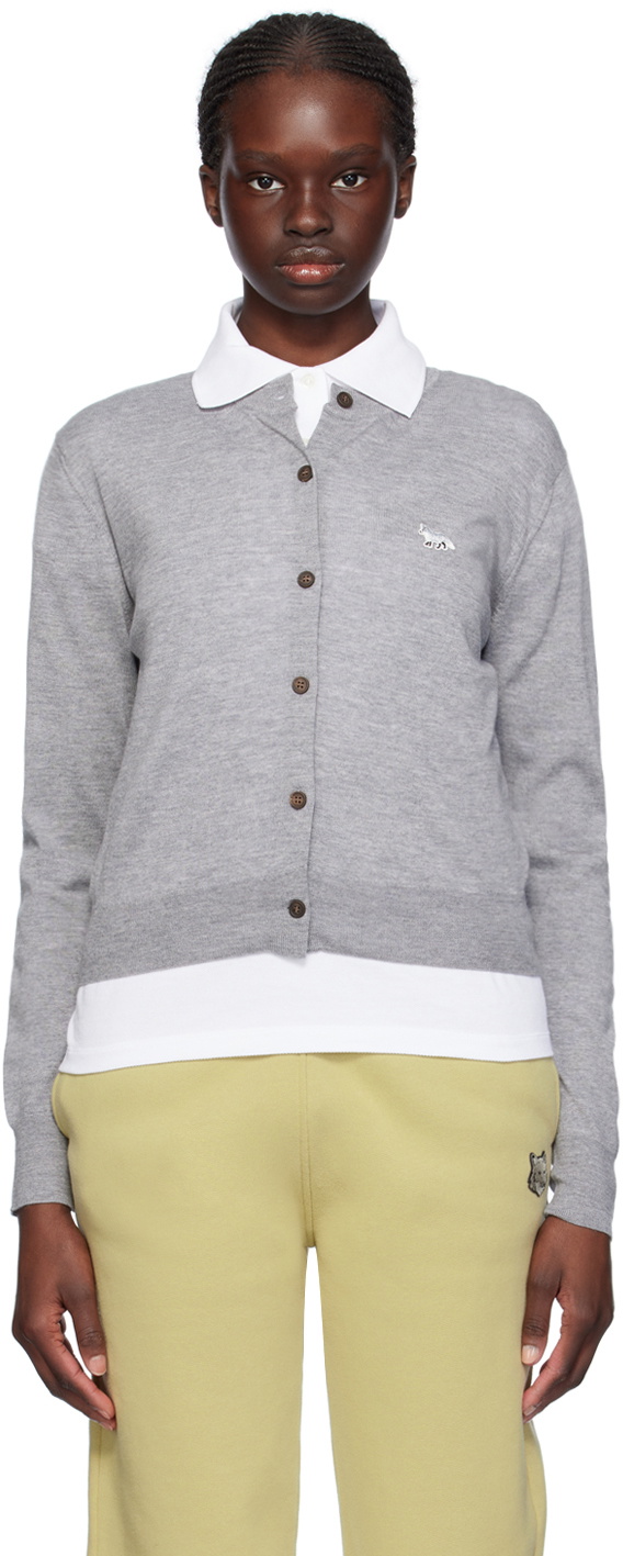 Maison Kitsuné Gray Baby Fox Cardigan Maison Kitsune