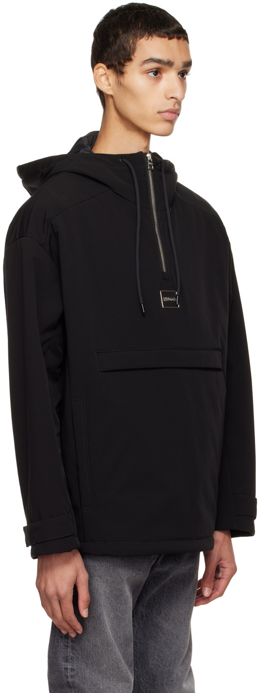 Hugo Black Hooded Windbreaker Jacket Hugo Boss