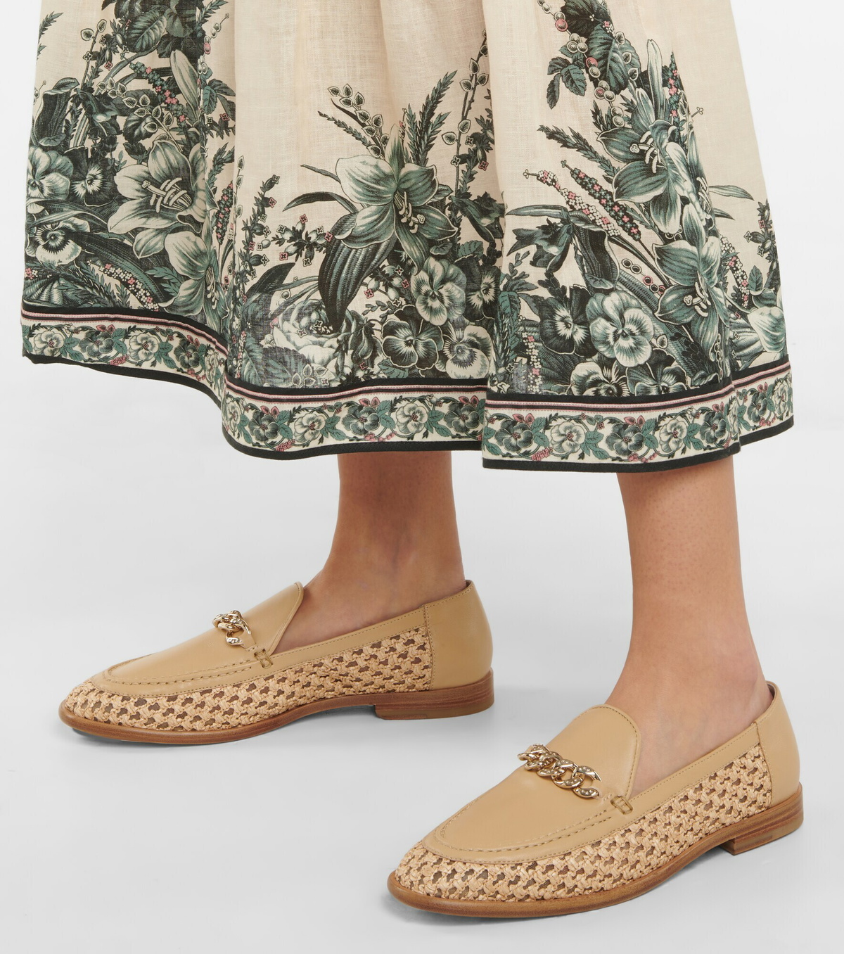 Jimmy Choo - Marti leather and raffia loafers Jimmy Choo