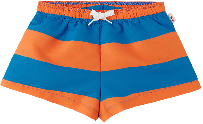 TINYCOTTONS Kids Orange & Blue Stripes Swim Shorts TINYCOTTONS