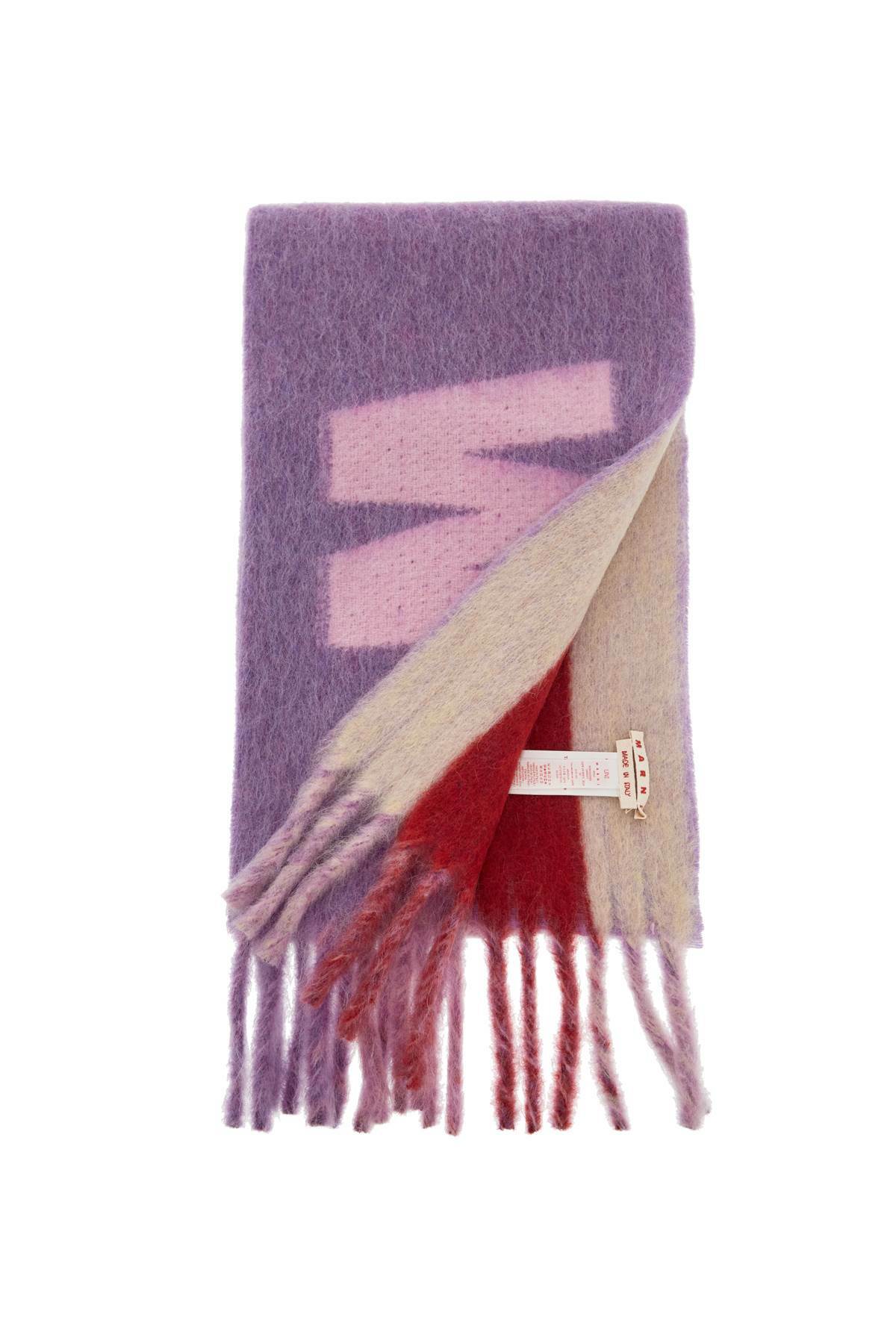 MARNI wool and mohair scarf with maxi logo Purple Marni