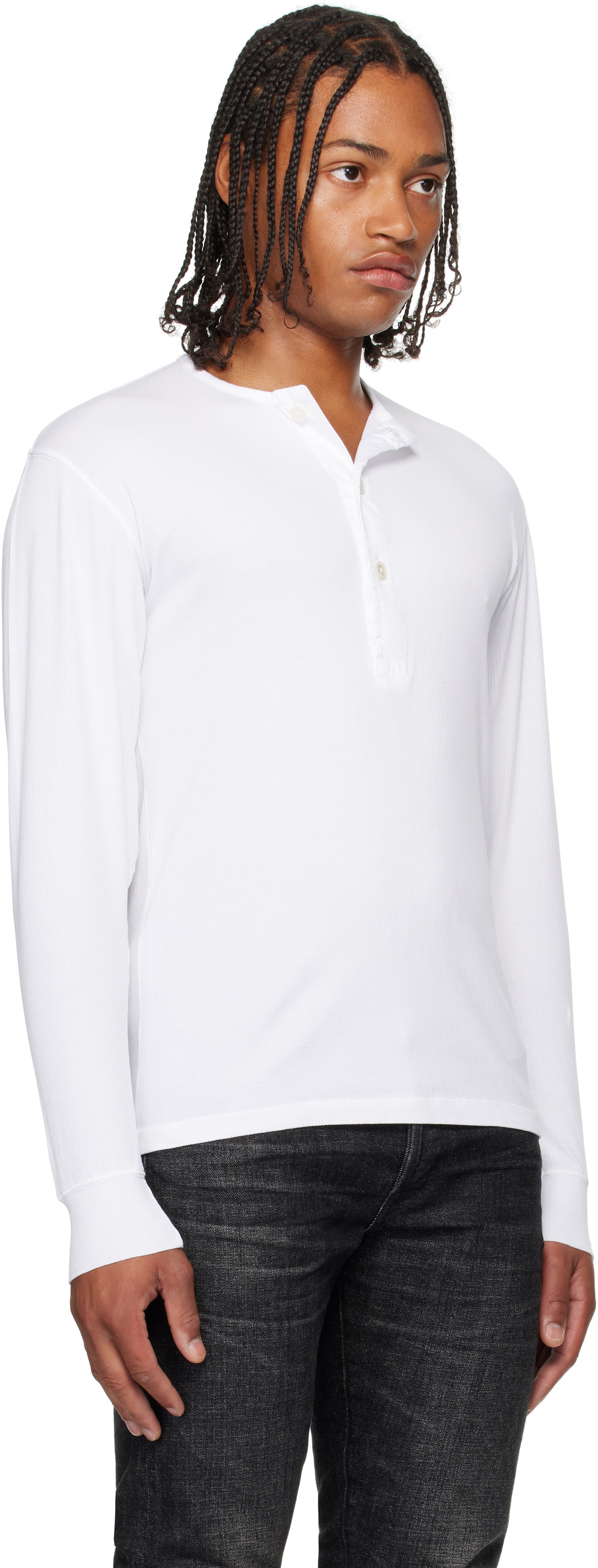 TOM FORD White Rib Henley TOM FORD