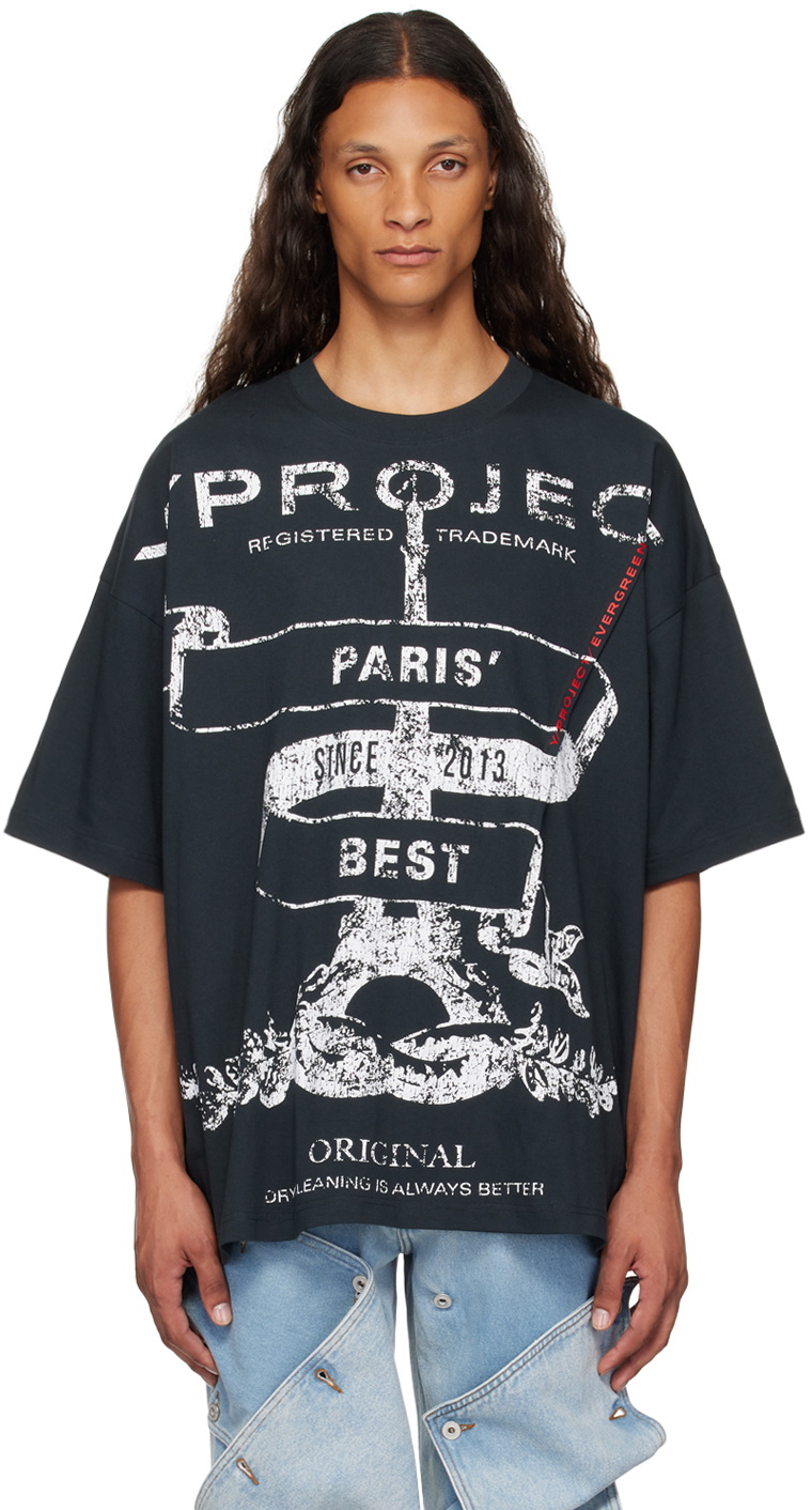 Y/Project Black Paris' Best' Pinched T-Shirt Y/Project