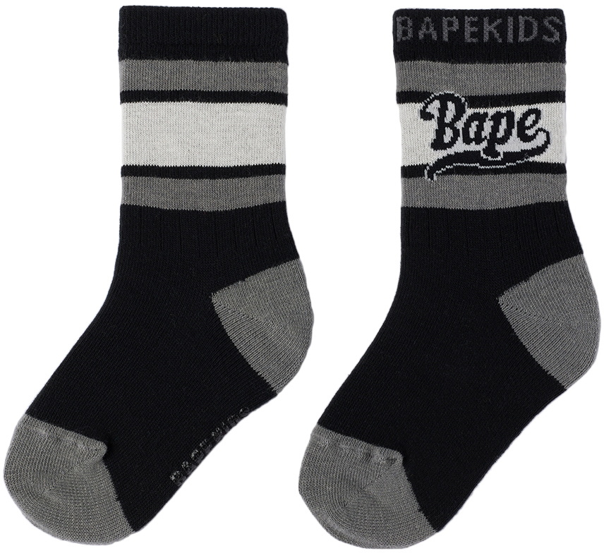 BAPE Kids Black 'Bape Line' Socks A Bathing Ape