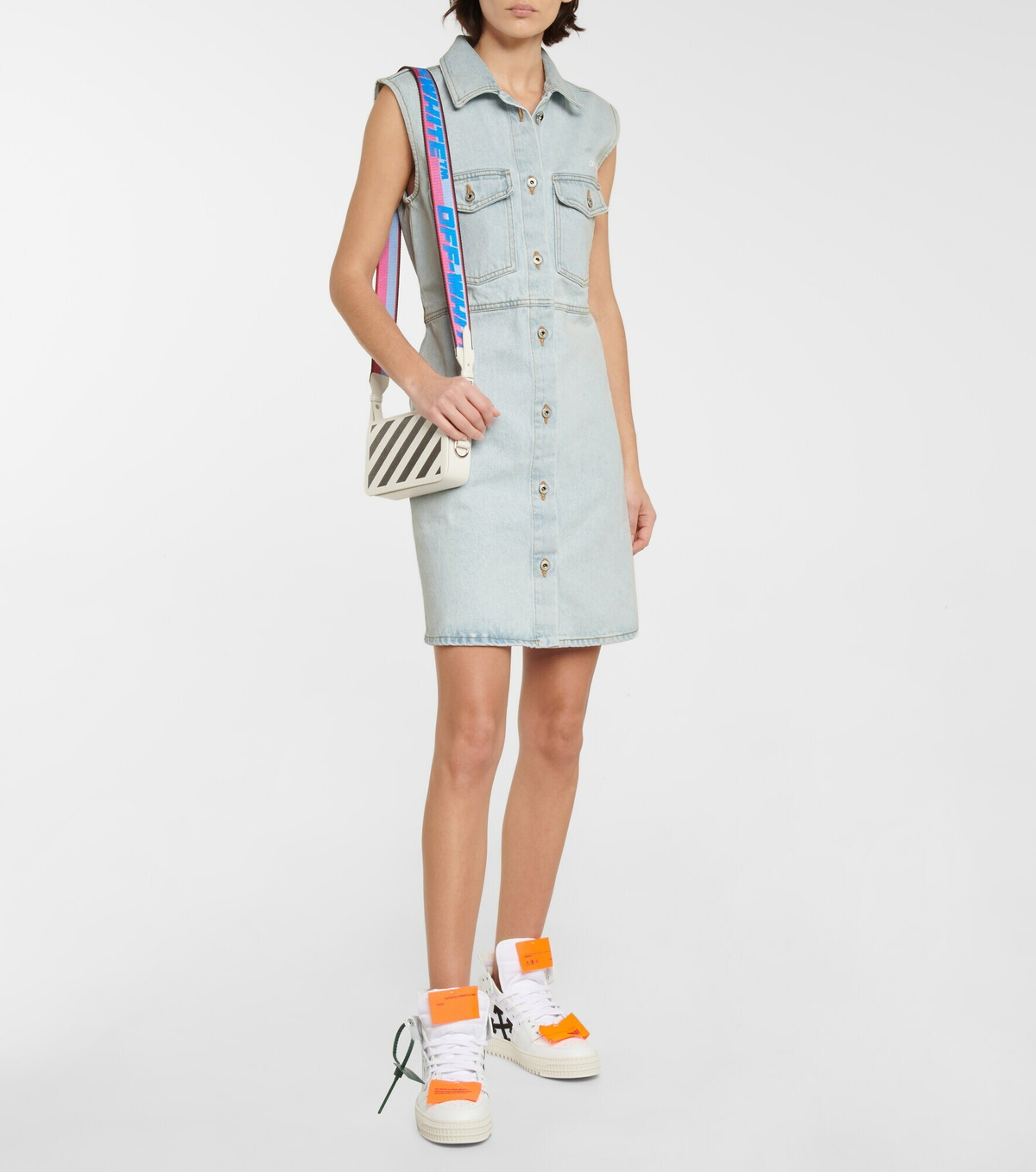 Off-White - Diag cotton denim minidress Off-White