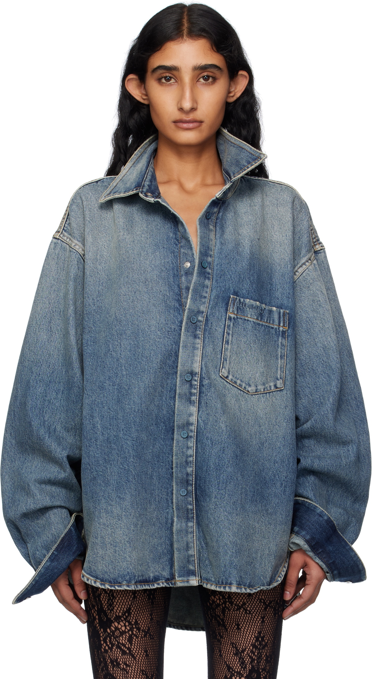 Balenciaga Blue Faded Denim Shirt Balenciaga