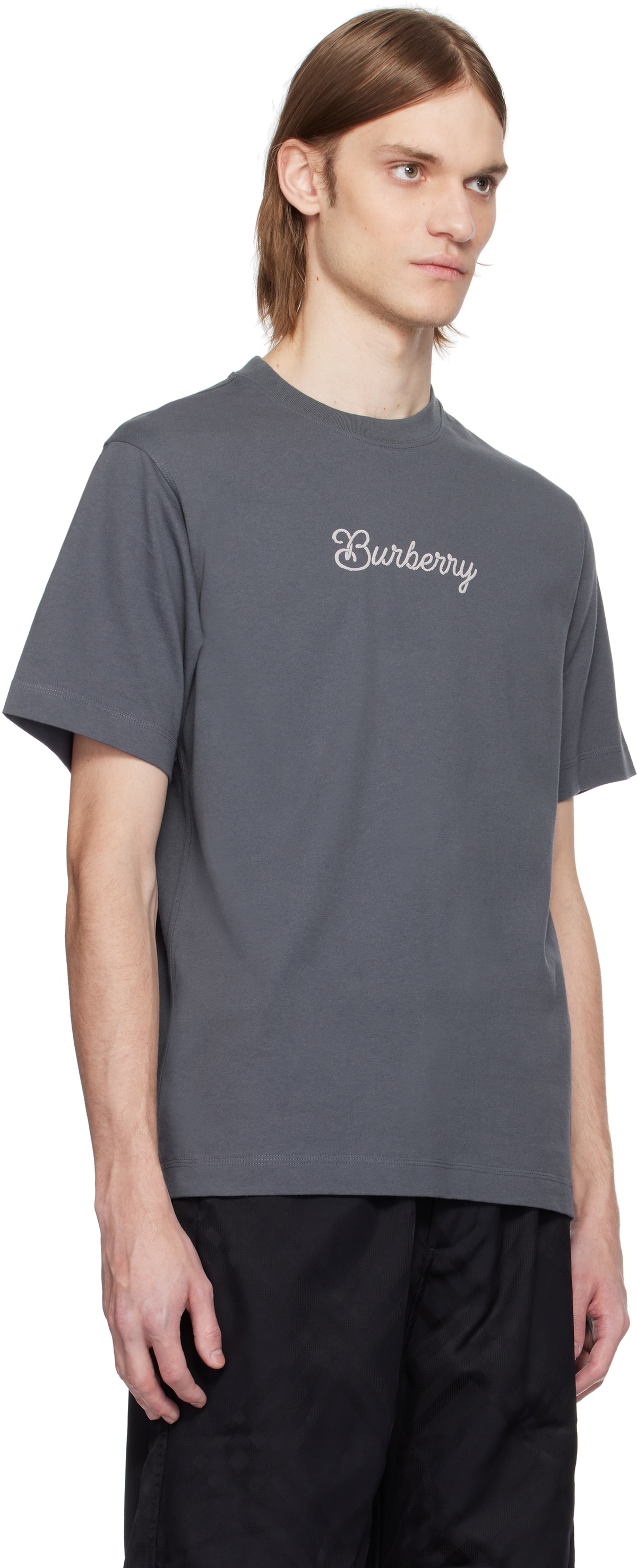 Burberry Gray Surfer Knight Cotton T-shirt Burberry