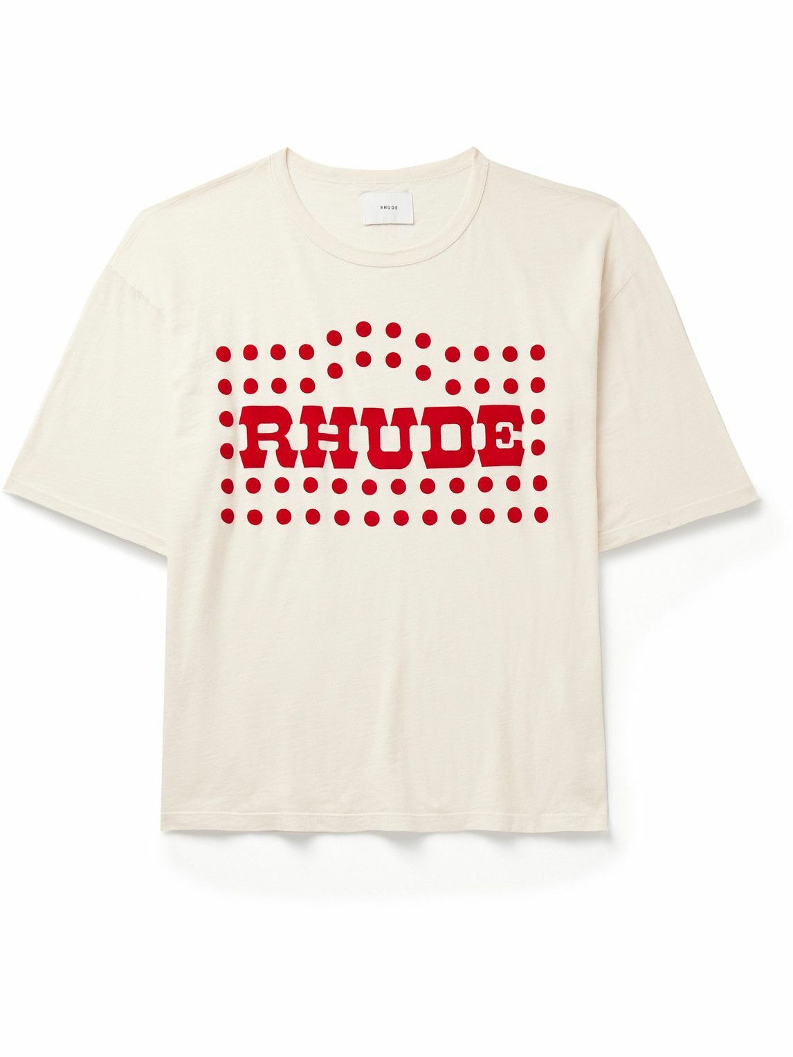 Rhude - Logo-Flocked Cotton-Jersey T-Shirt - White Rhude