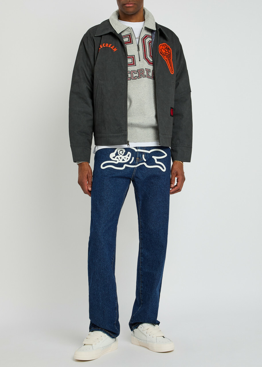 Ice Cream Cone Patch Work Canvas Jacket Black ICECREAM