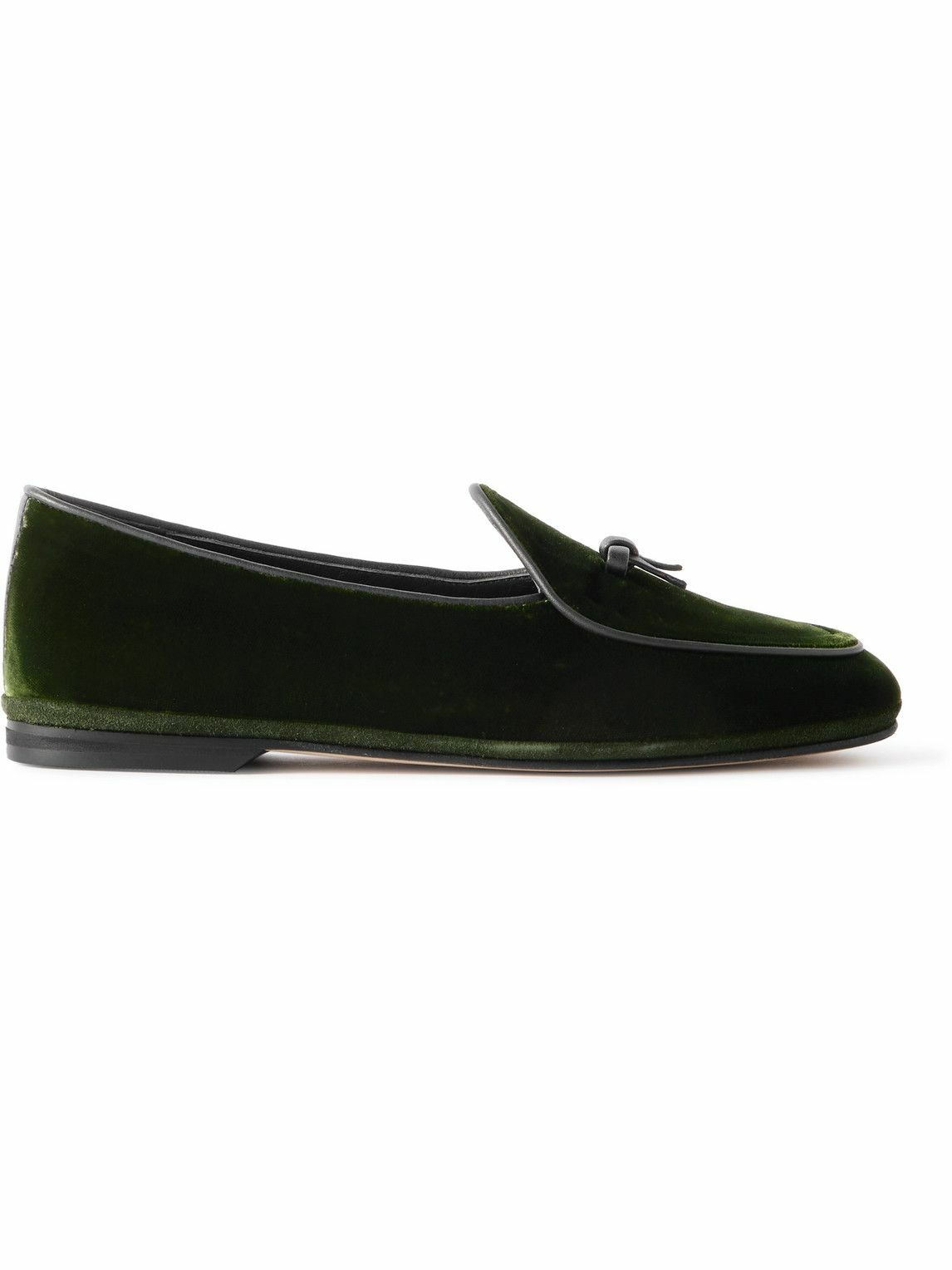 Rubinacci - Marphy Leather-Trimmed Bow-Embellished Velvet Loafers ...