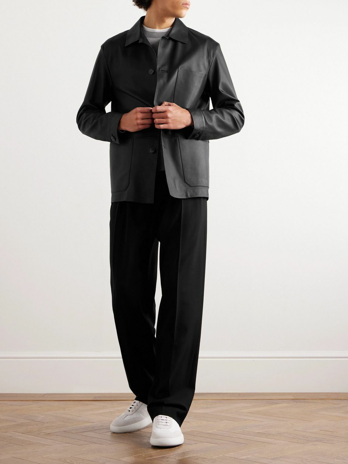 Canali - Leather Chore Jacket - Black Canali