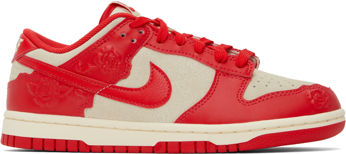 Nike Red & Off-White Dunk Low Sneakers Nike