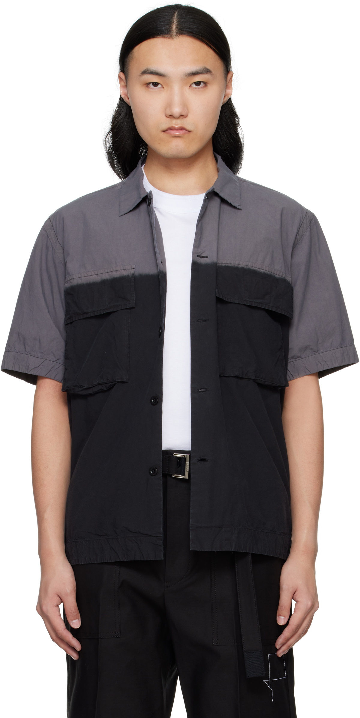 sacai Black & Gray Garment Dye Shirt Sacai