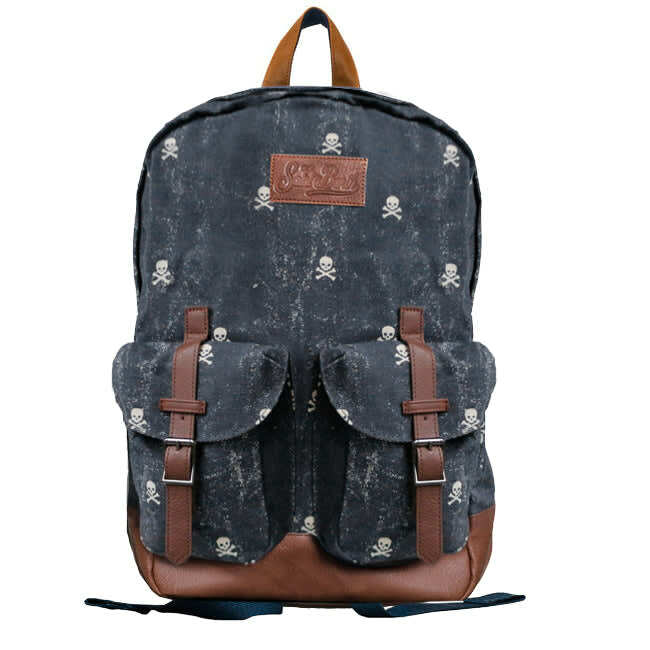 MC2 Saint Barth Canvas Backpack Cody With Micro Skull Print MC2 Saint Barth